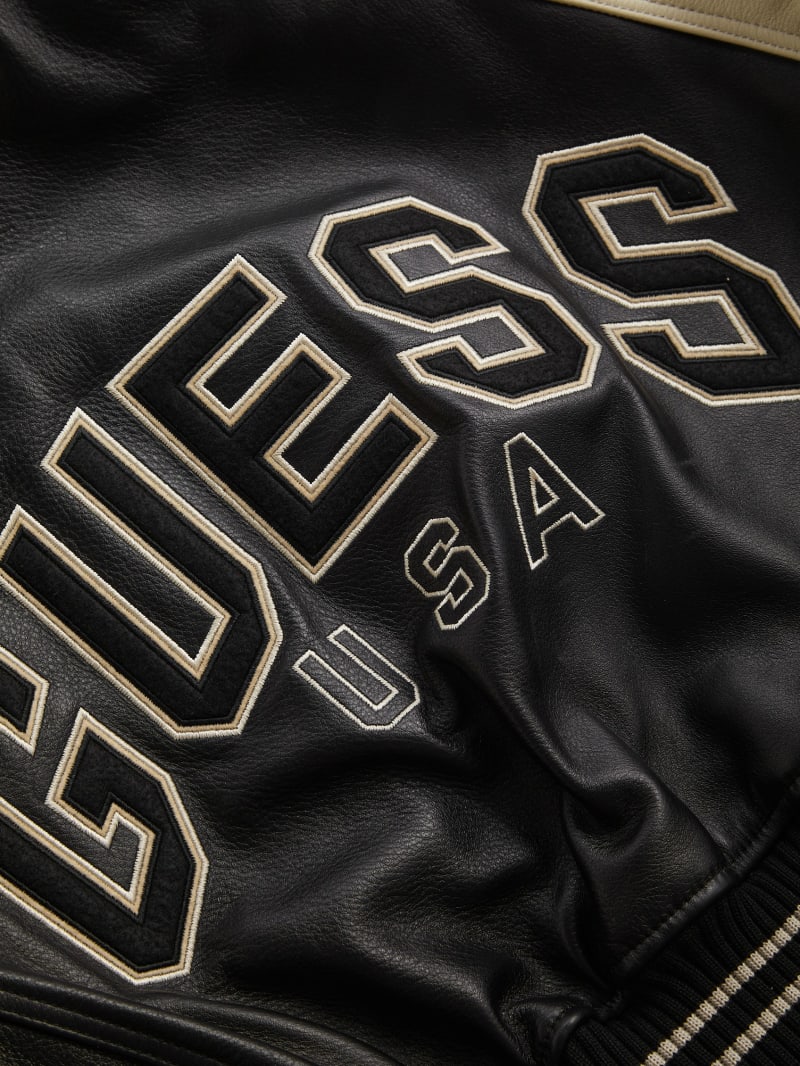 leather varsity jacket | GUESS