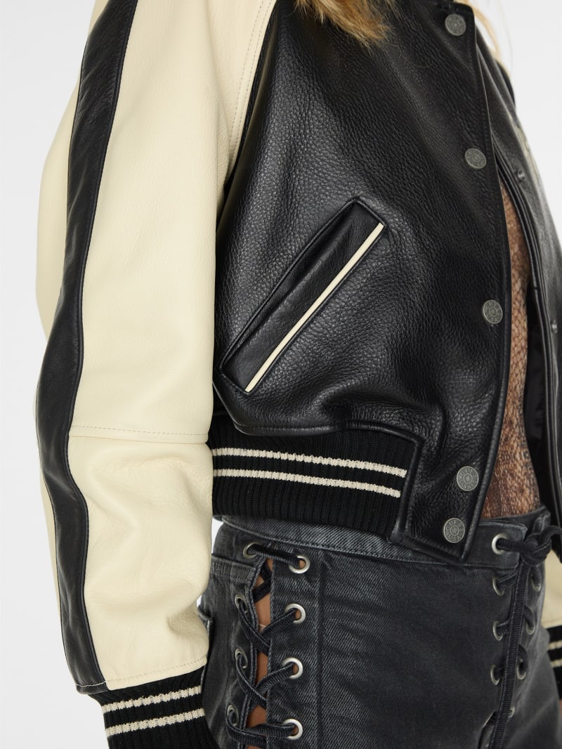 leather varsity jacket | GUESS