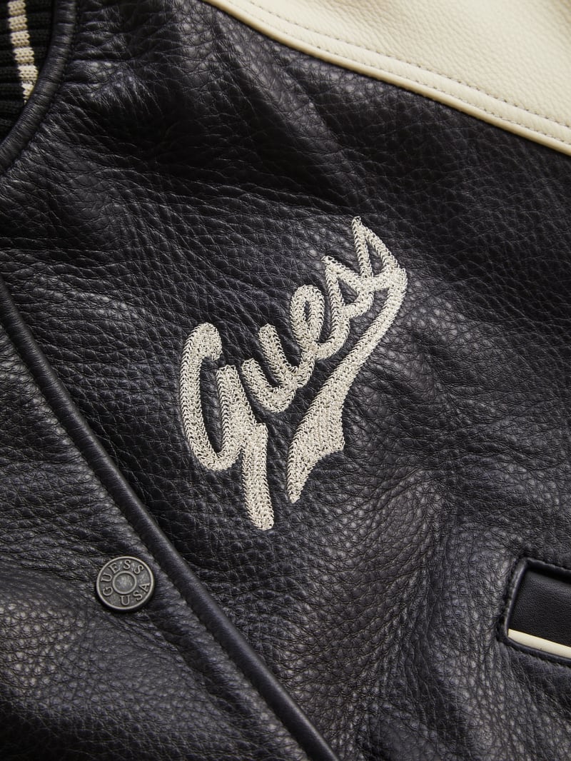 leather varsity jacket | GUESS