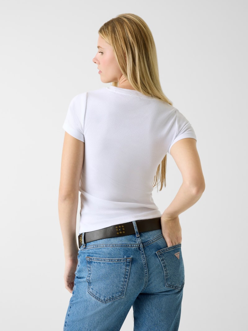 Slim Rib-Knit Embroidered Tee | GUESS Canada