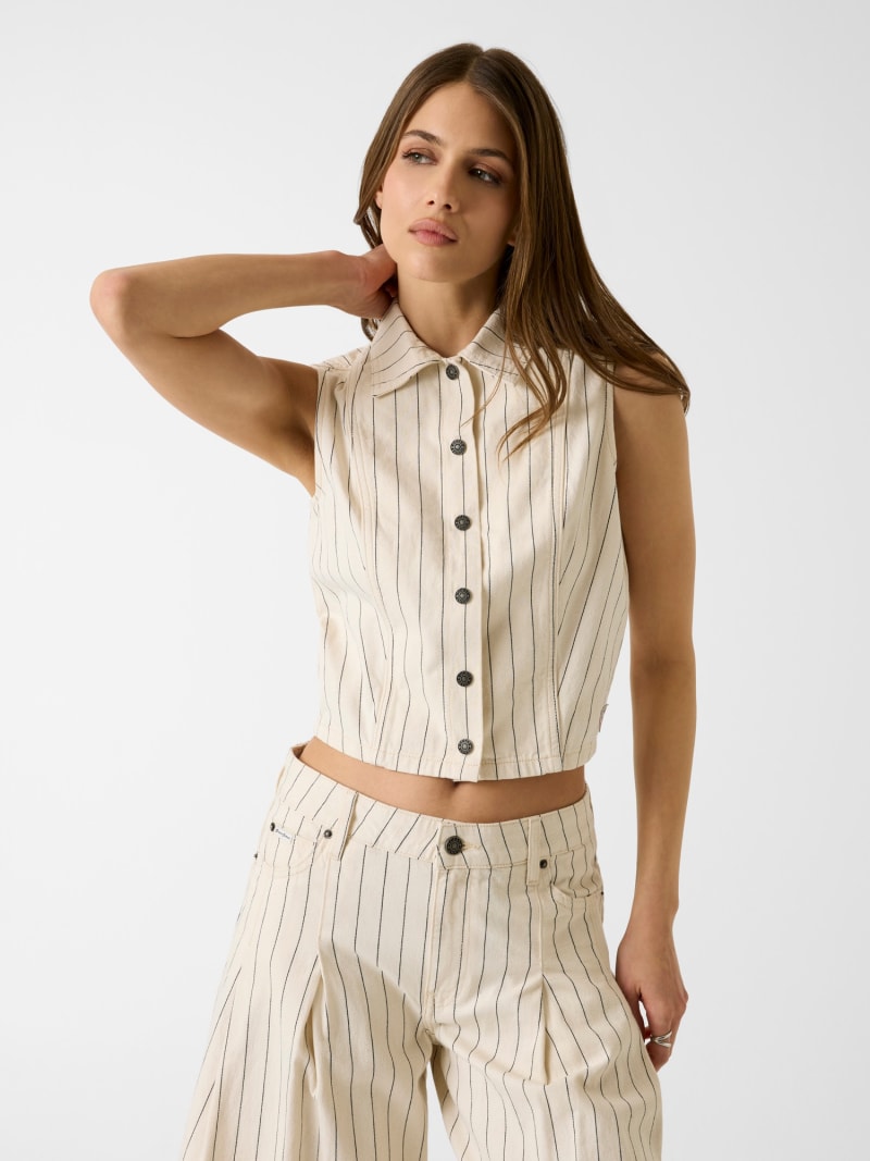 GUESS® Striped cropped shirt