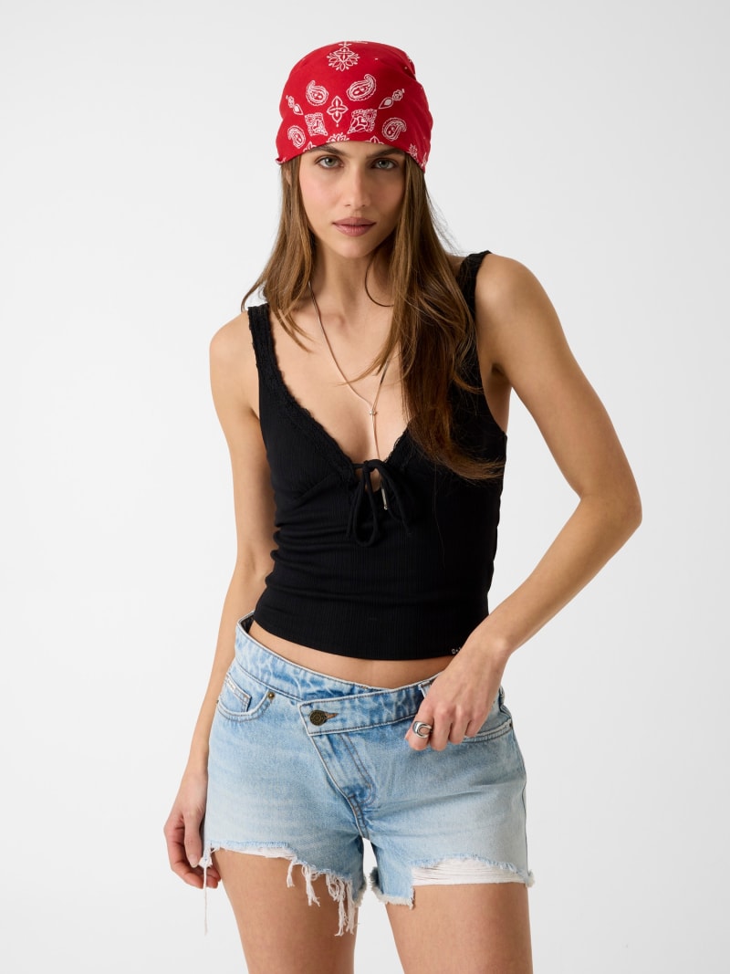 GUESS® Rib-knit lace top