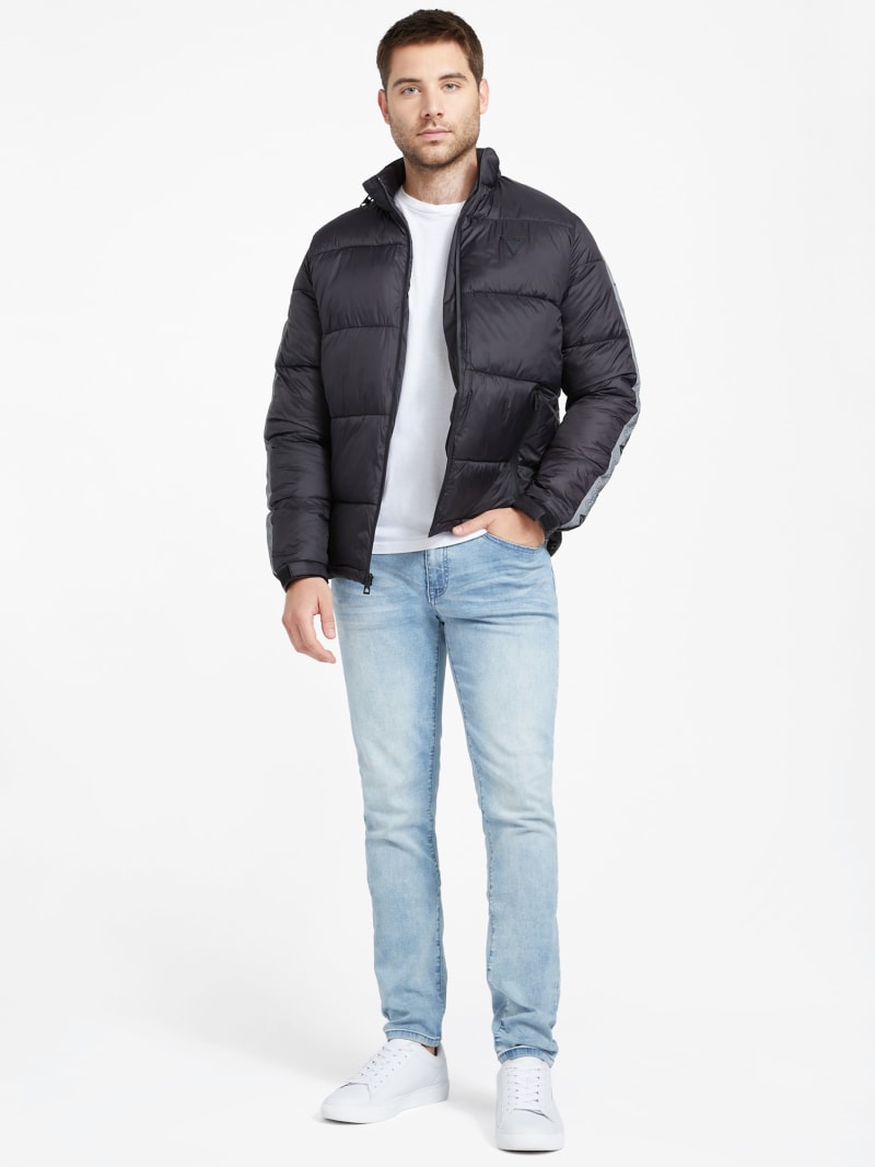 Martie Quilted Logo Tape Puffer Jacket | GUESS Factory Ca