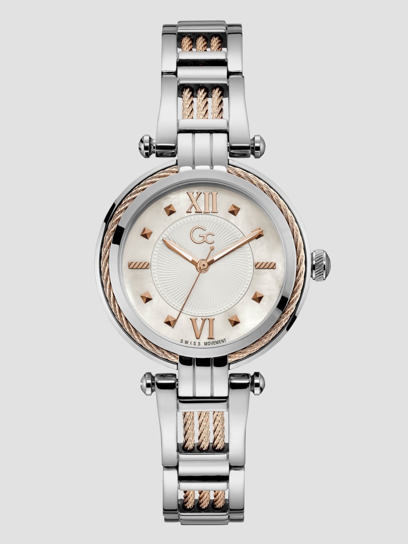 Gc Rose Gold and Silver-Tone Cable Analog Watch | GUESS