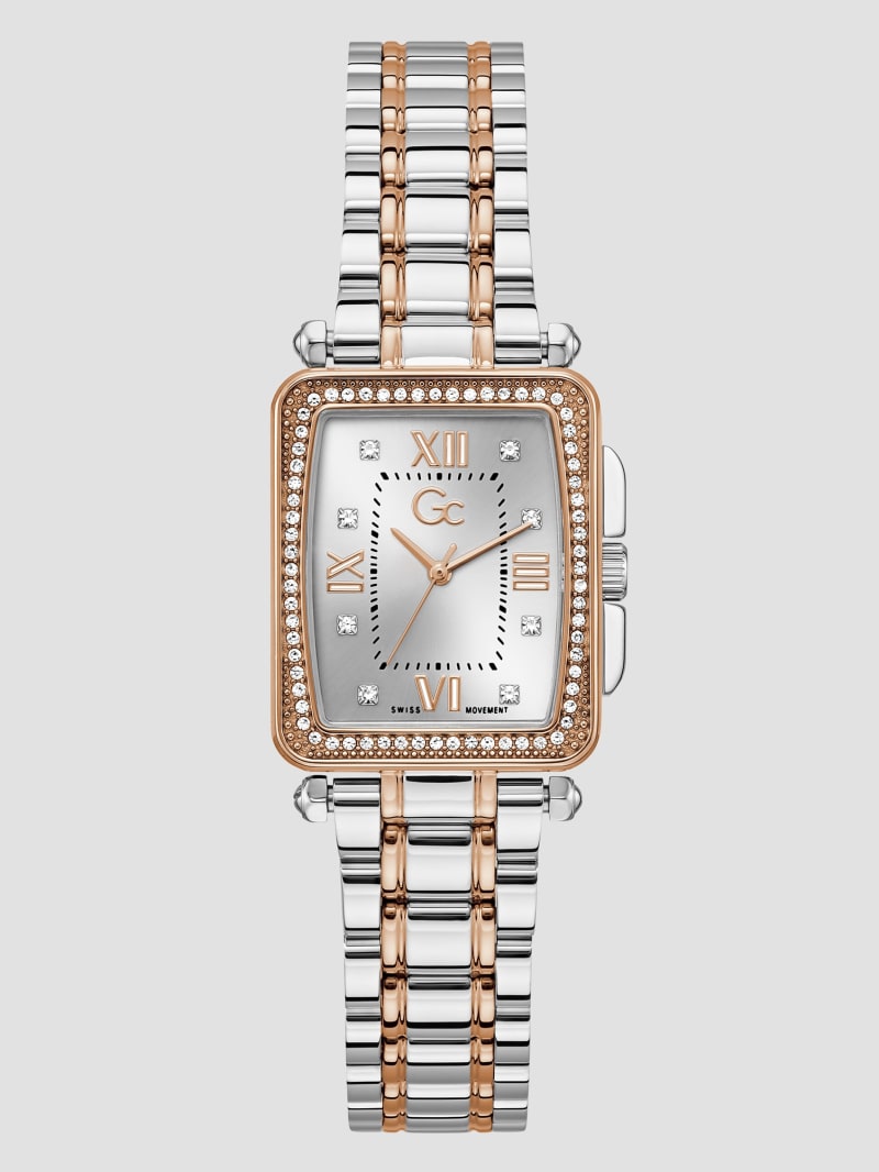 Gc Silver & Rose Gold-Tone Analog Watch | GUESS