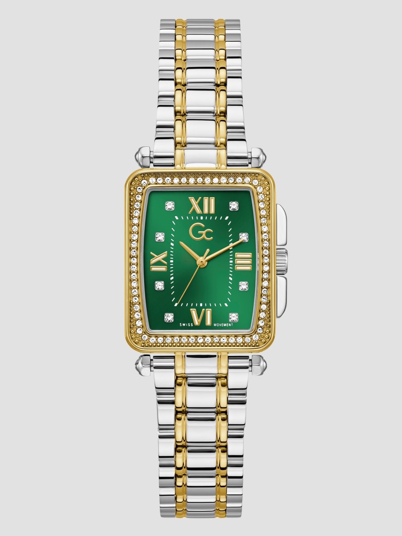 Gc Green, Silver & Gold-Tone Analog Watch | GUESS