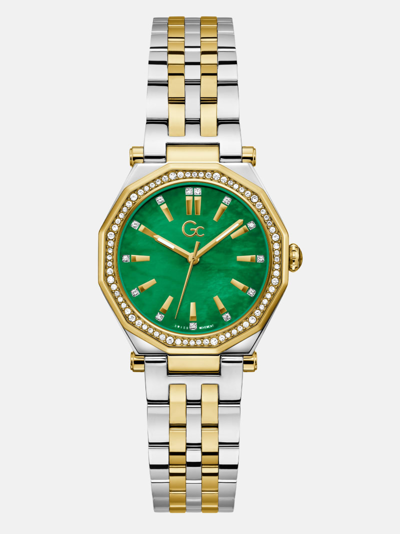 Gc Two-Tone and Green Analog Watch | GUESS